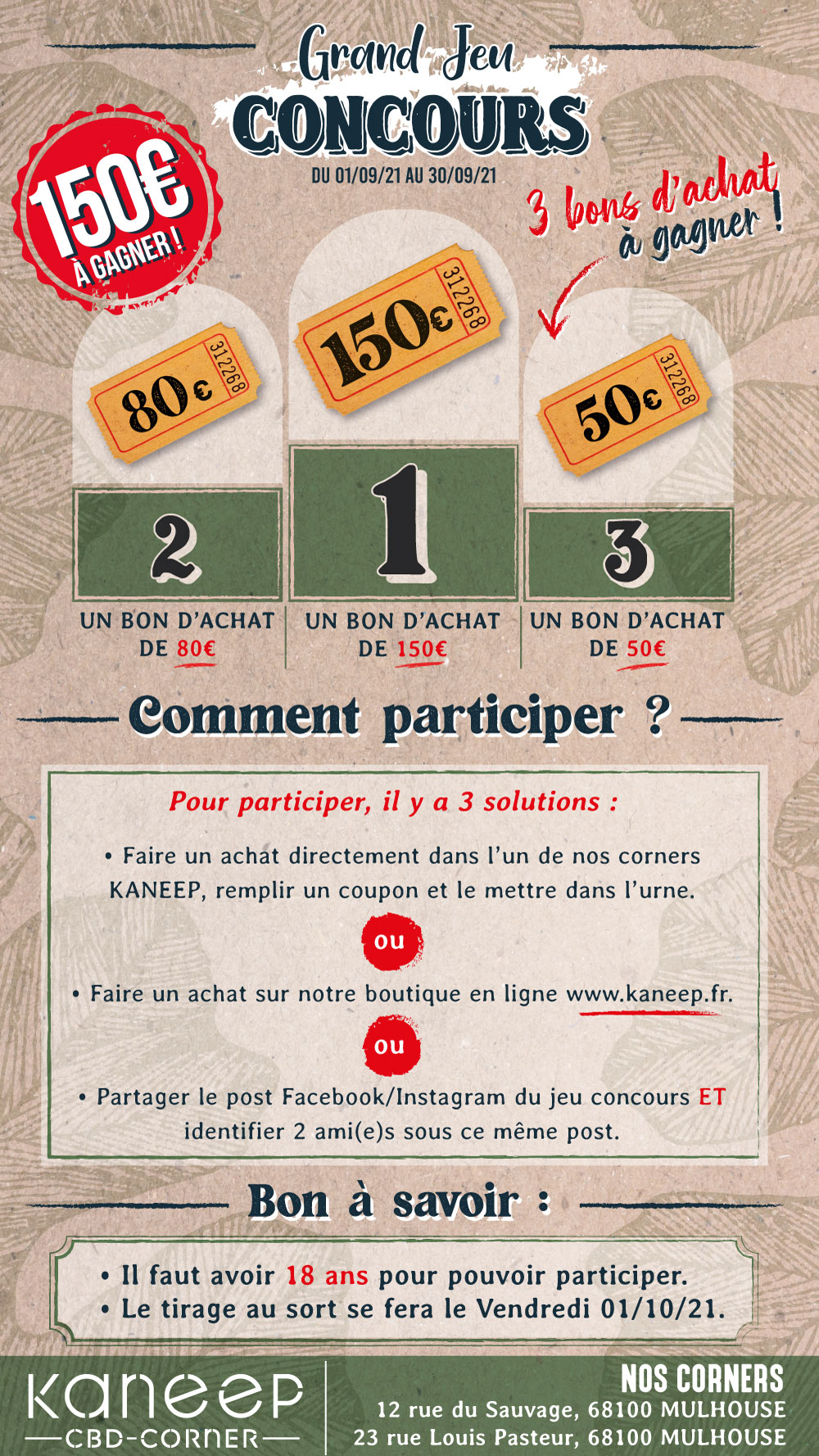 GRAND JEU CONCOURS KANEEP - 150€ à GAGNER !! - KANEEP